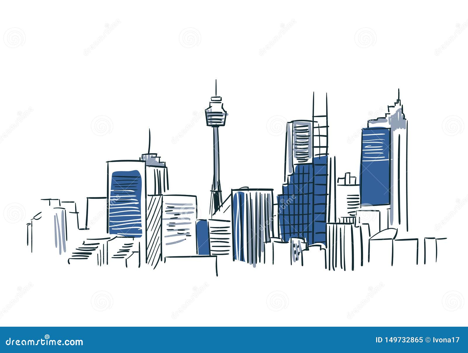 Sidney Australia Sketch Vector City Line Art Stock Illustration ...
