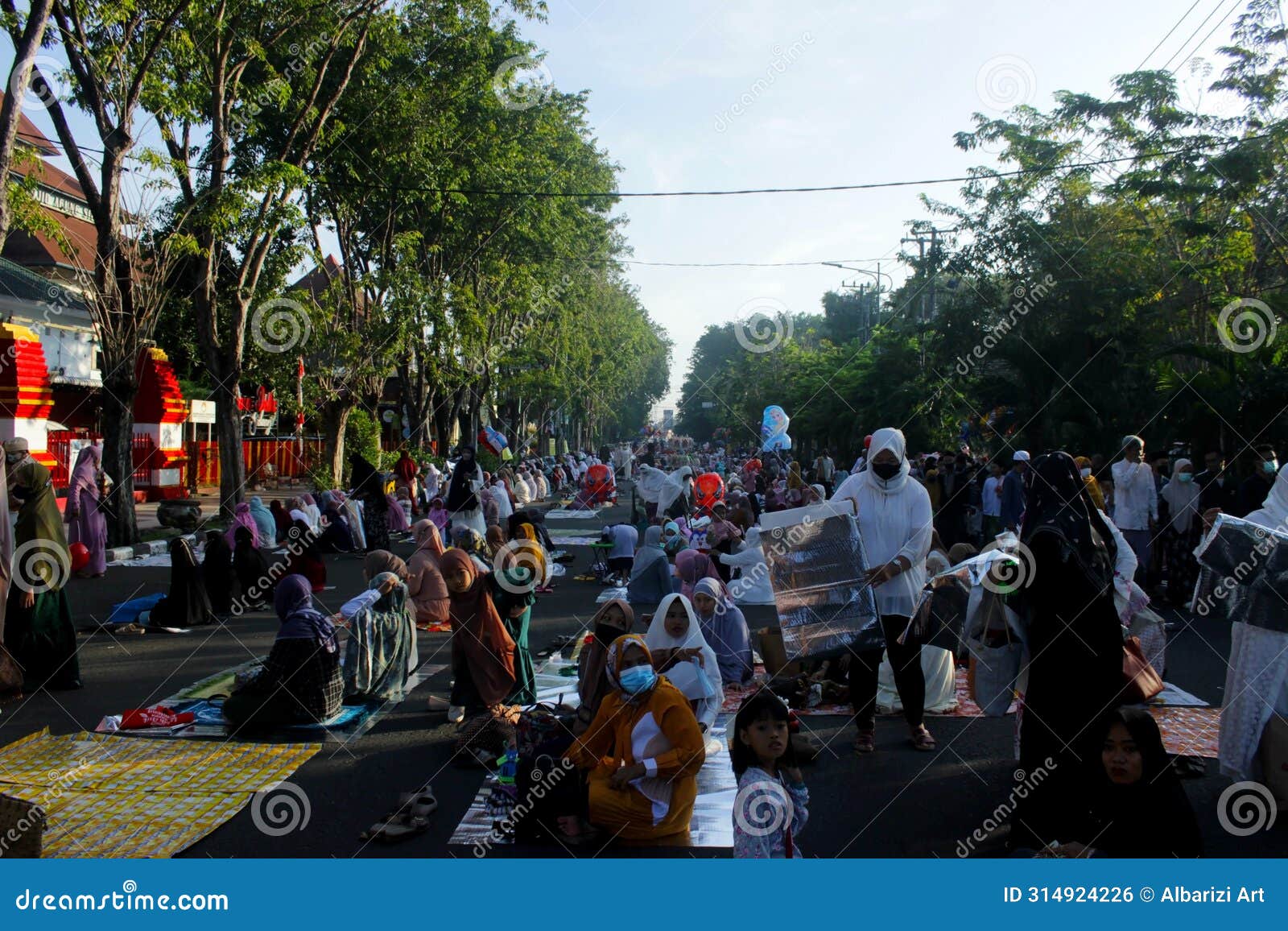 Sidoarjo, East Java, Indonesia - April 10 2024: Many People Pray Eid ...