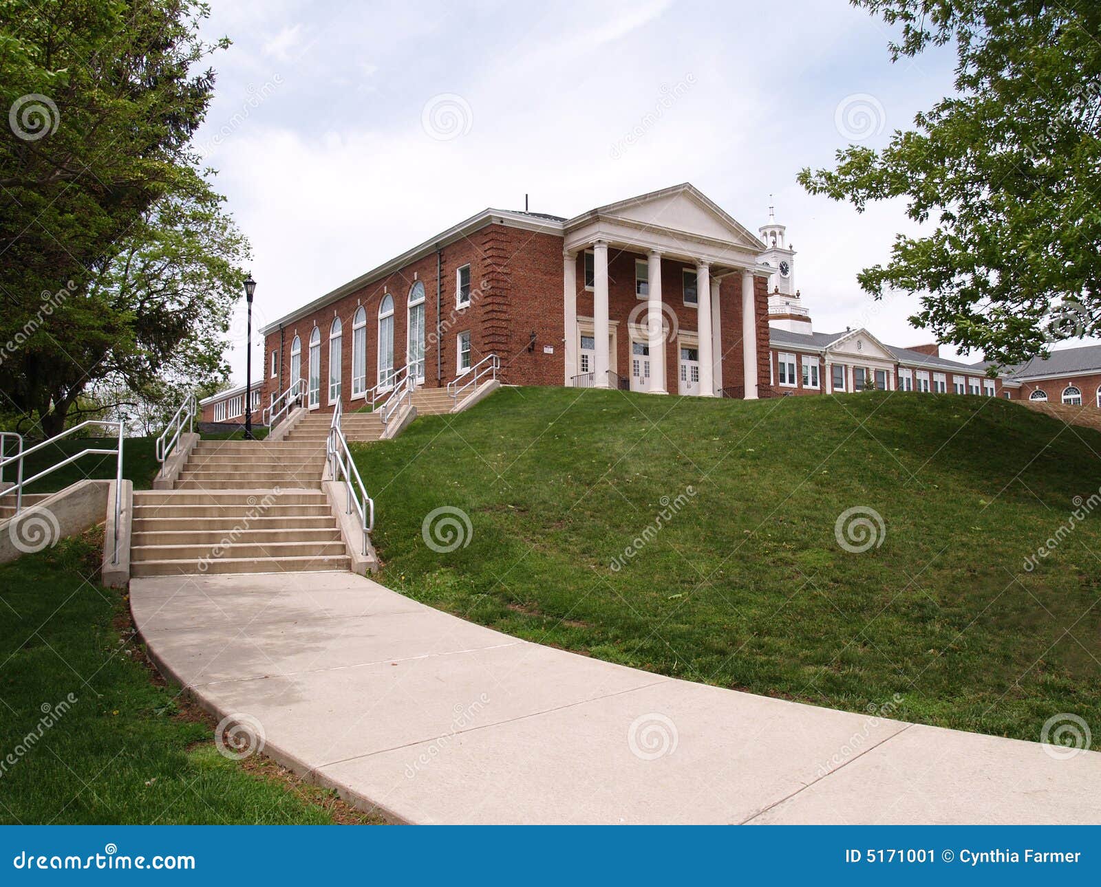 Sidwalk and Steps Leading To an Old School Stock Image - Image of ...