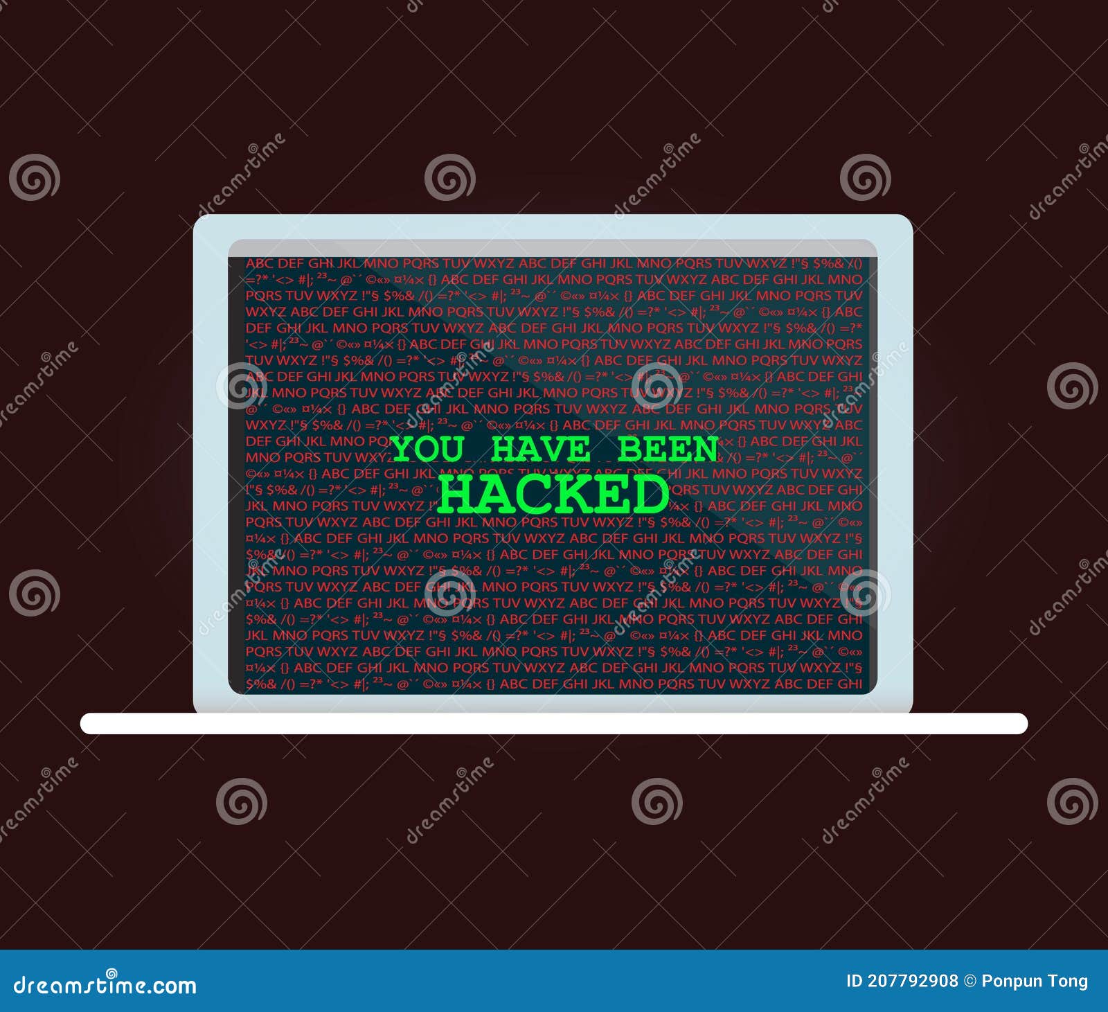 Sie Sind Auf Computerlaptopschirm Gehackt Worden Vektor Abbildung ...