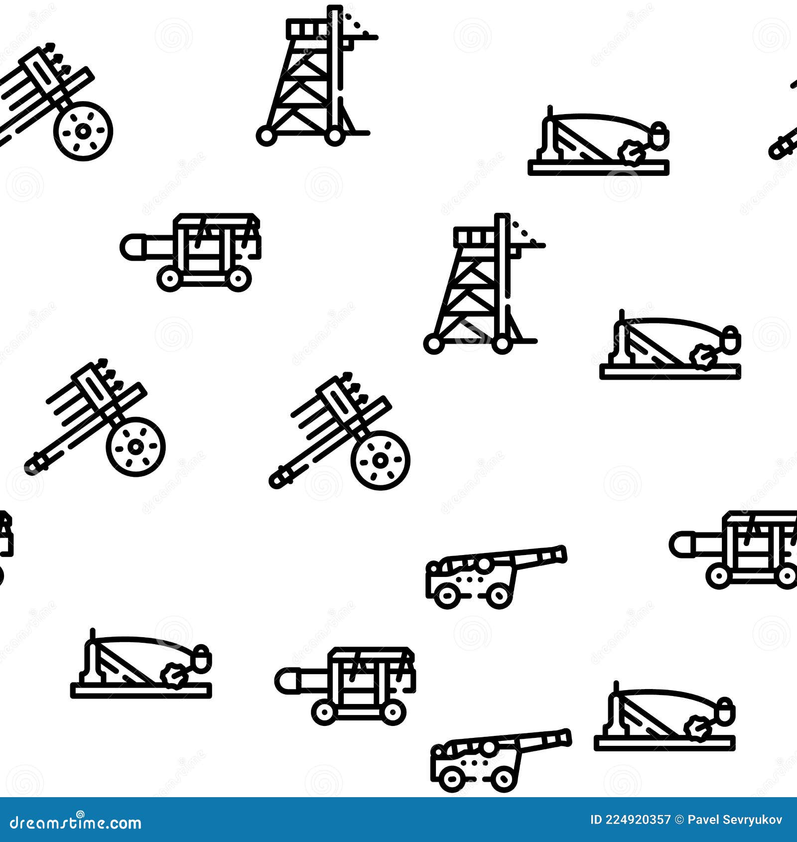 Siege Engine Catapult Landing Header Vector | CartoonDealer.com #226275319