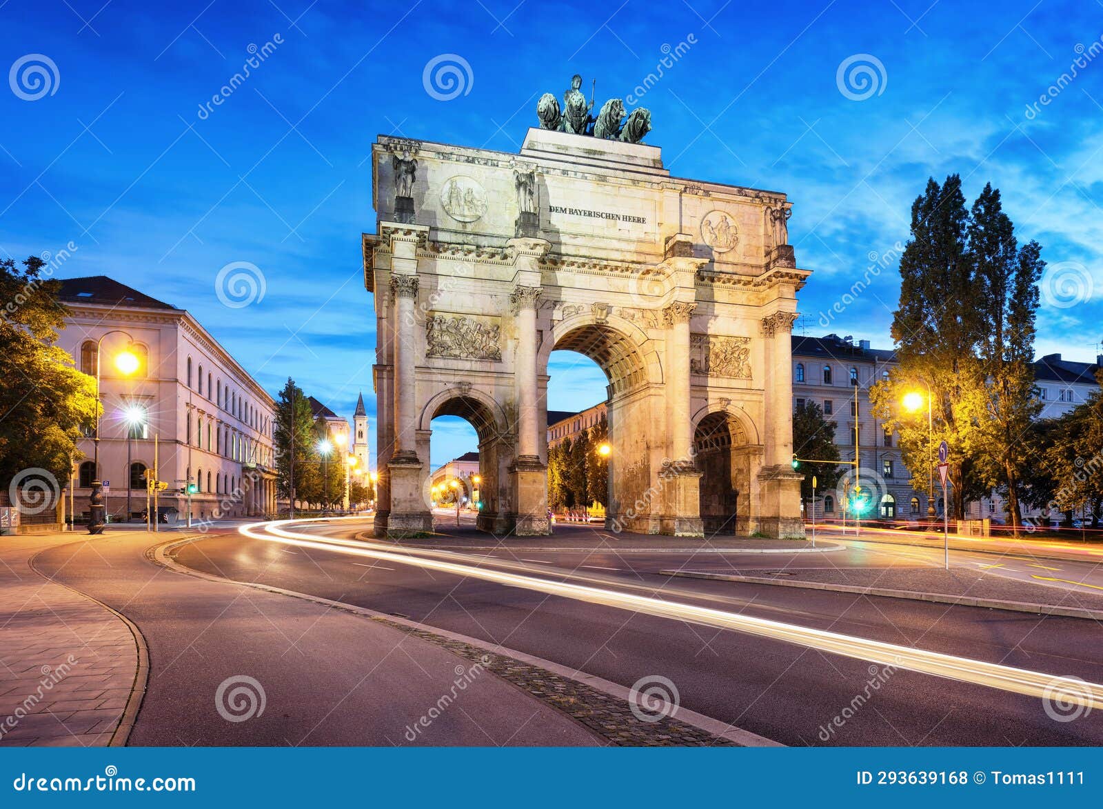 Siegestor (Victory Gate) Triumphal Arch in Downtown Munich, Germany ...