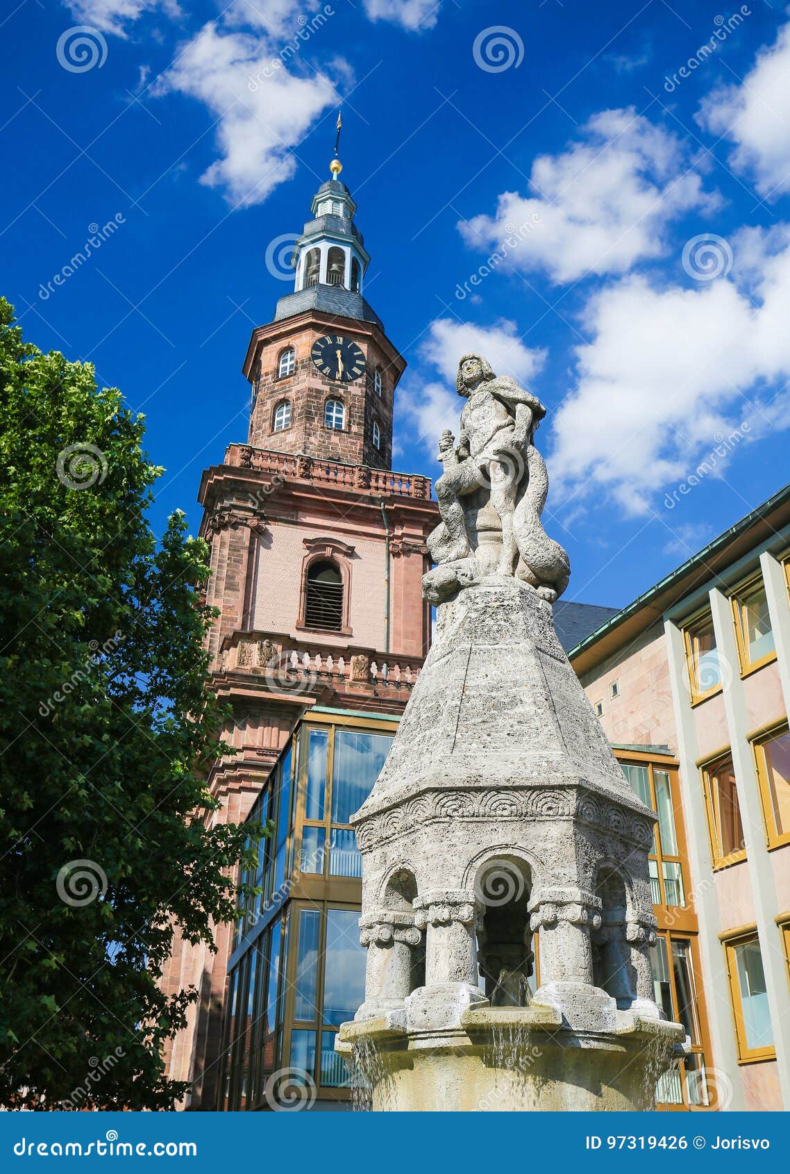 Siegfried Statue and Holy Trinity Church in Worms, Germany Stock Photo ...