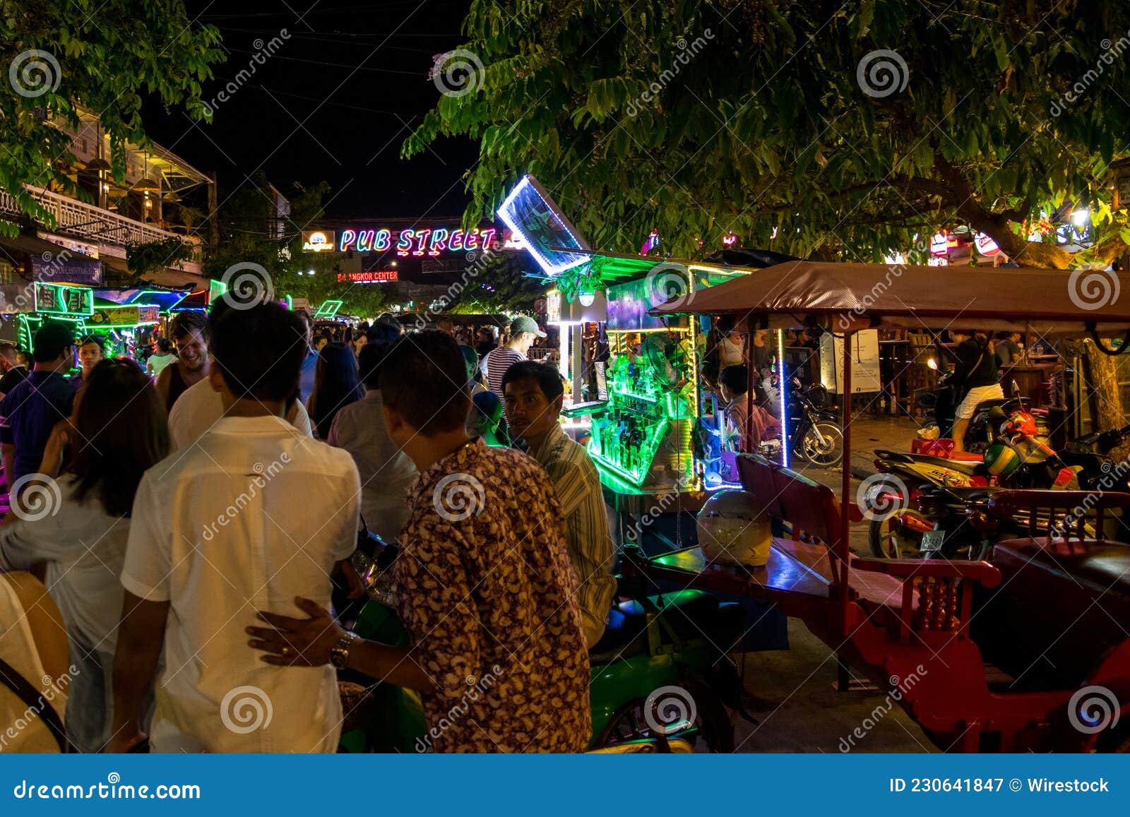 Night Life Street Lights Bars And Entertainment In Pub Street In