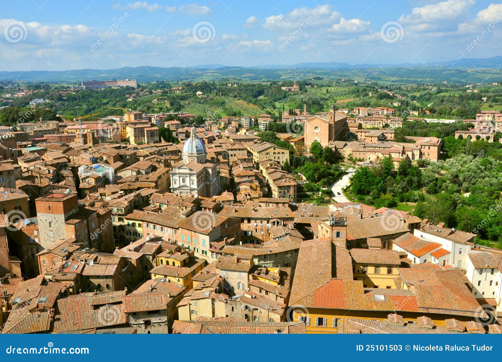 Siena city panorama, Italy stock image. Image of medieval - 25101503