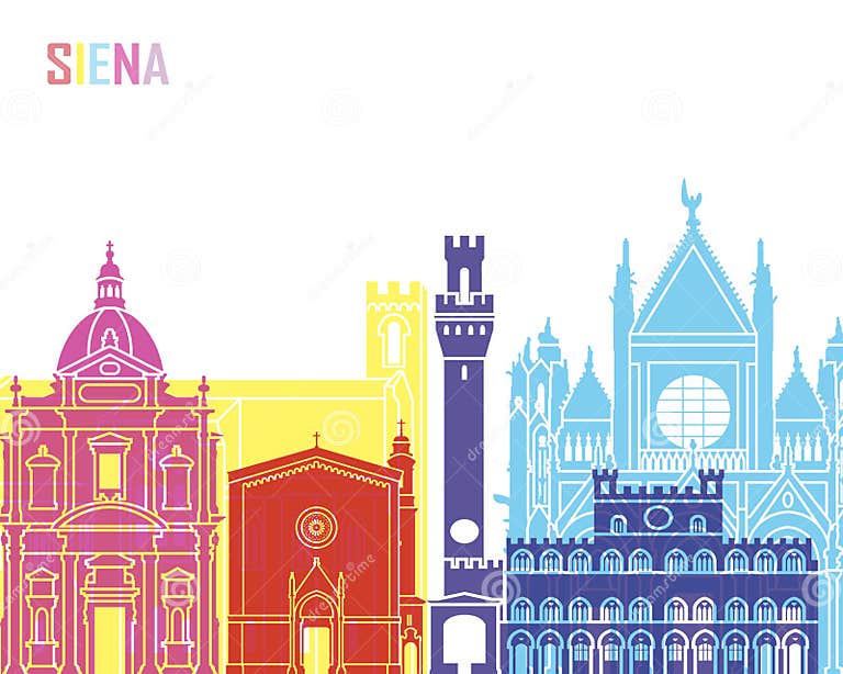 Siena skyline pop stock vector. Illustration of landmark - 96735863