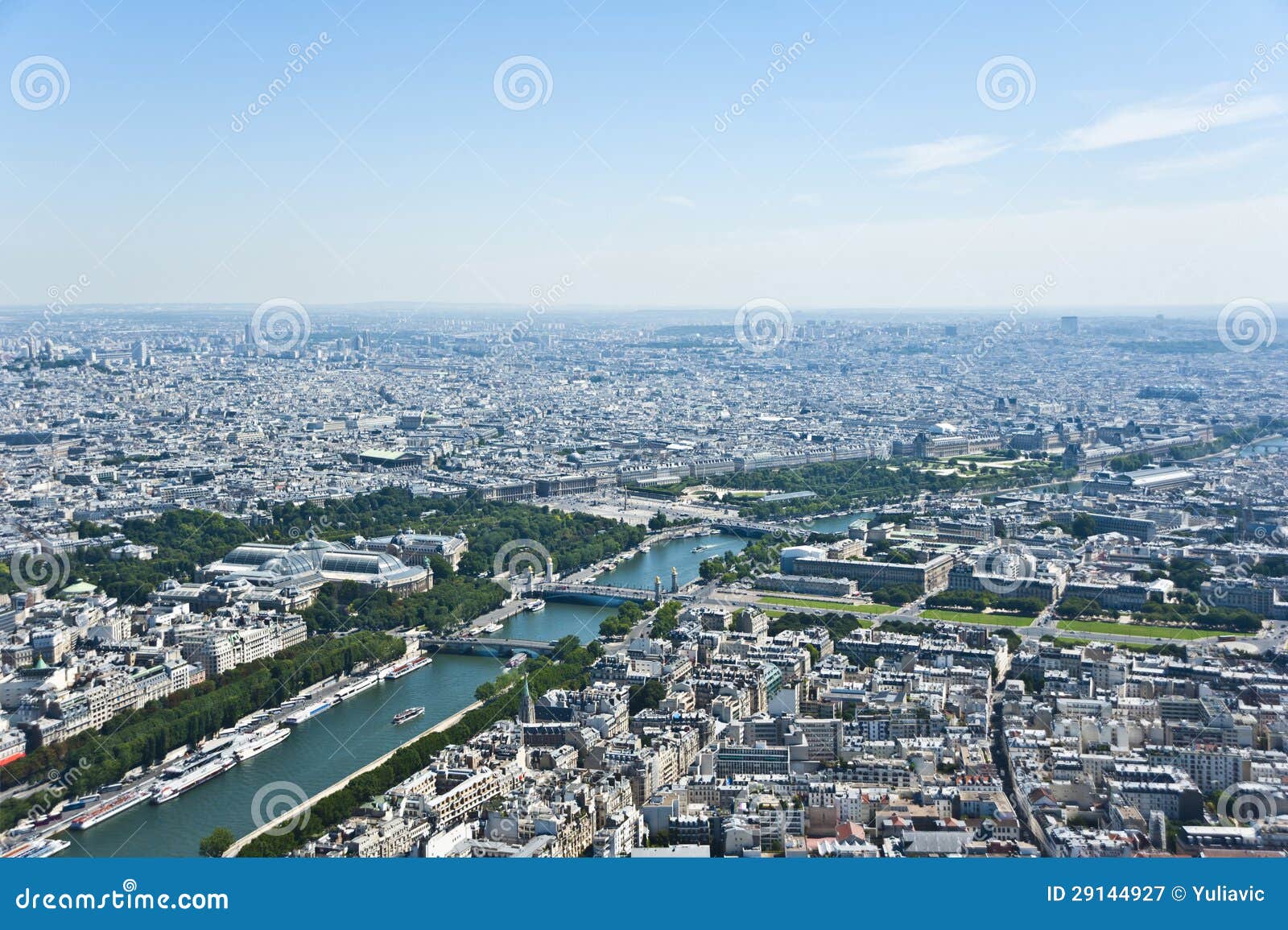 The Siene River in Paris from Above Stock Image - Image of panoramic ...