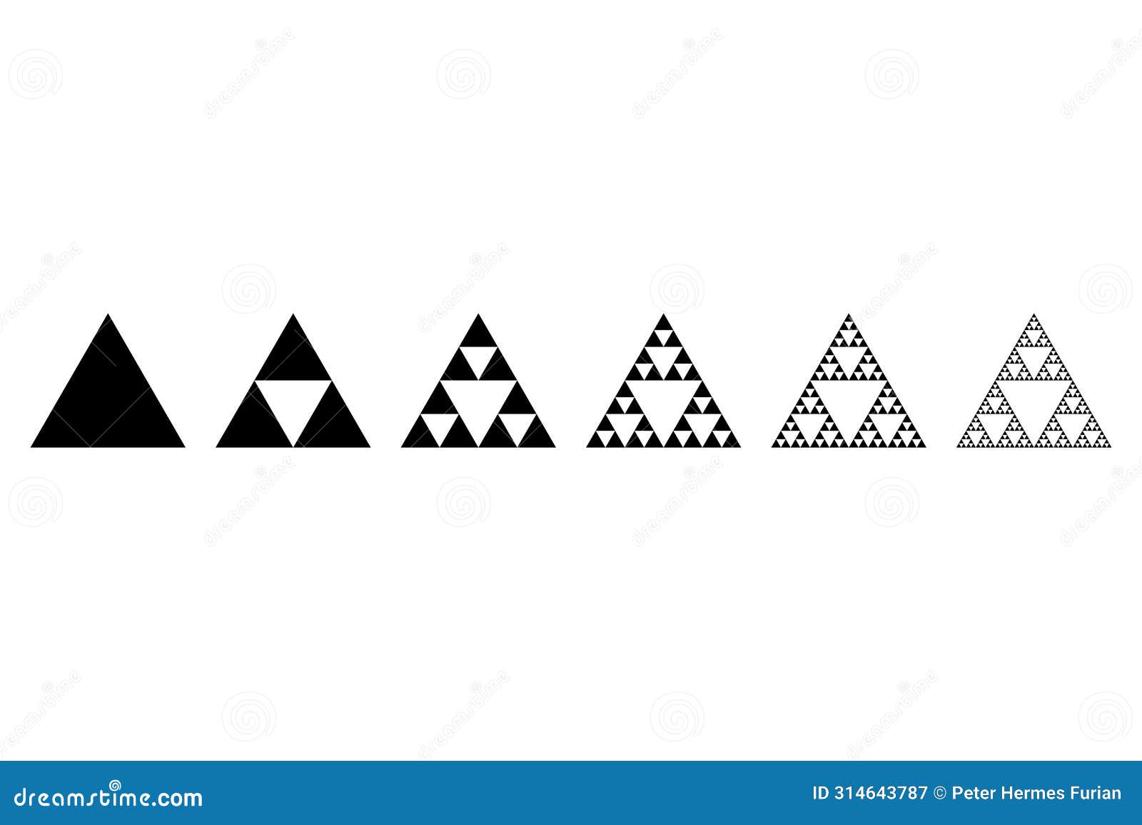 Evolution of a Sierpinski Triangle, a Plane Fractal Stock Vector ...
