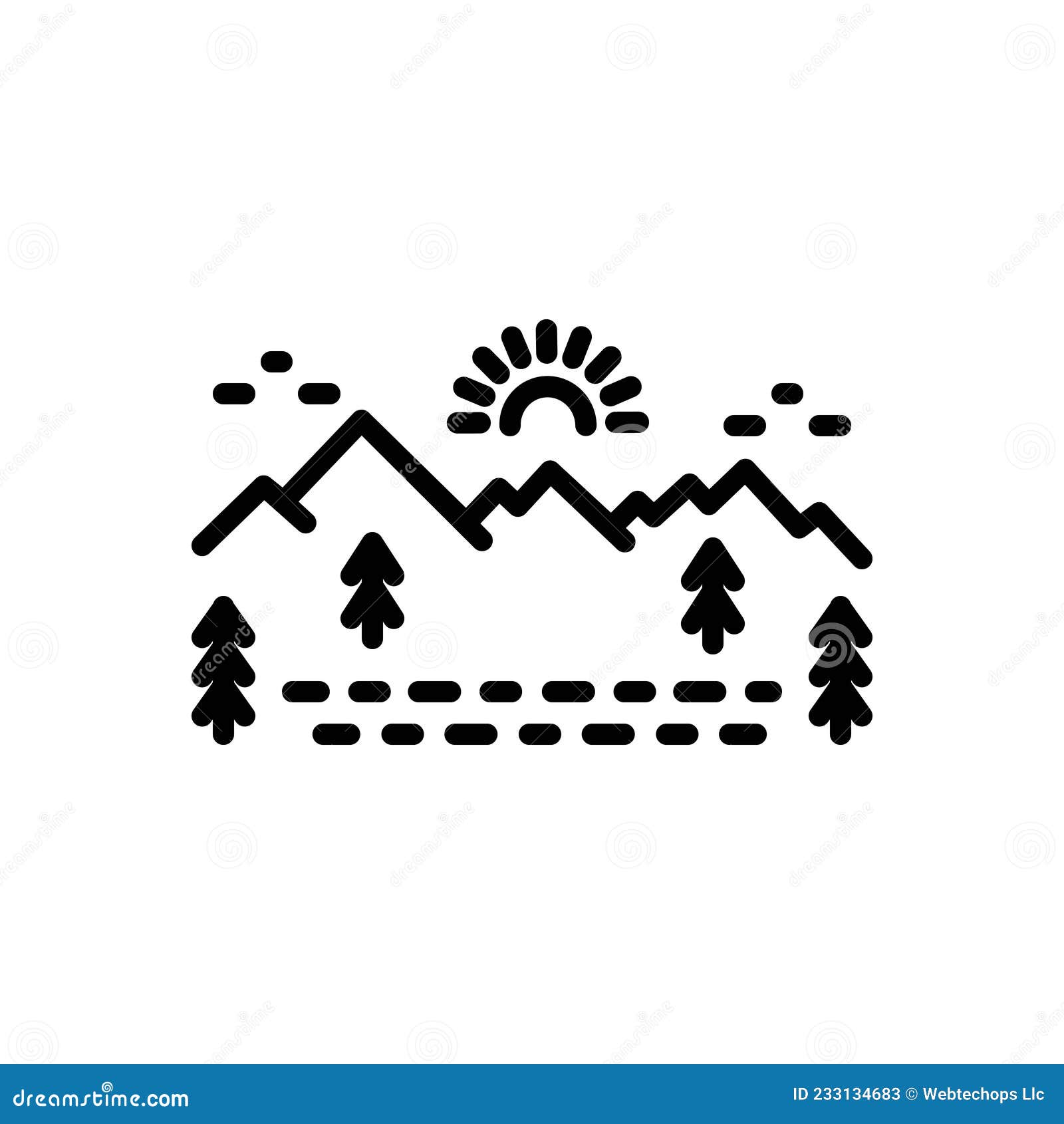 Black Line Icon for Sierra, Valley and Cliff Stock Vector ...
