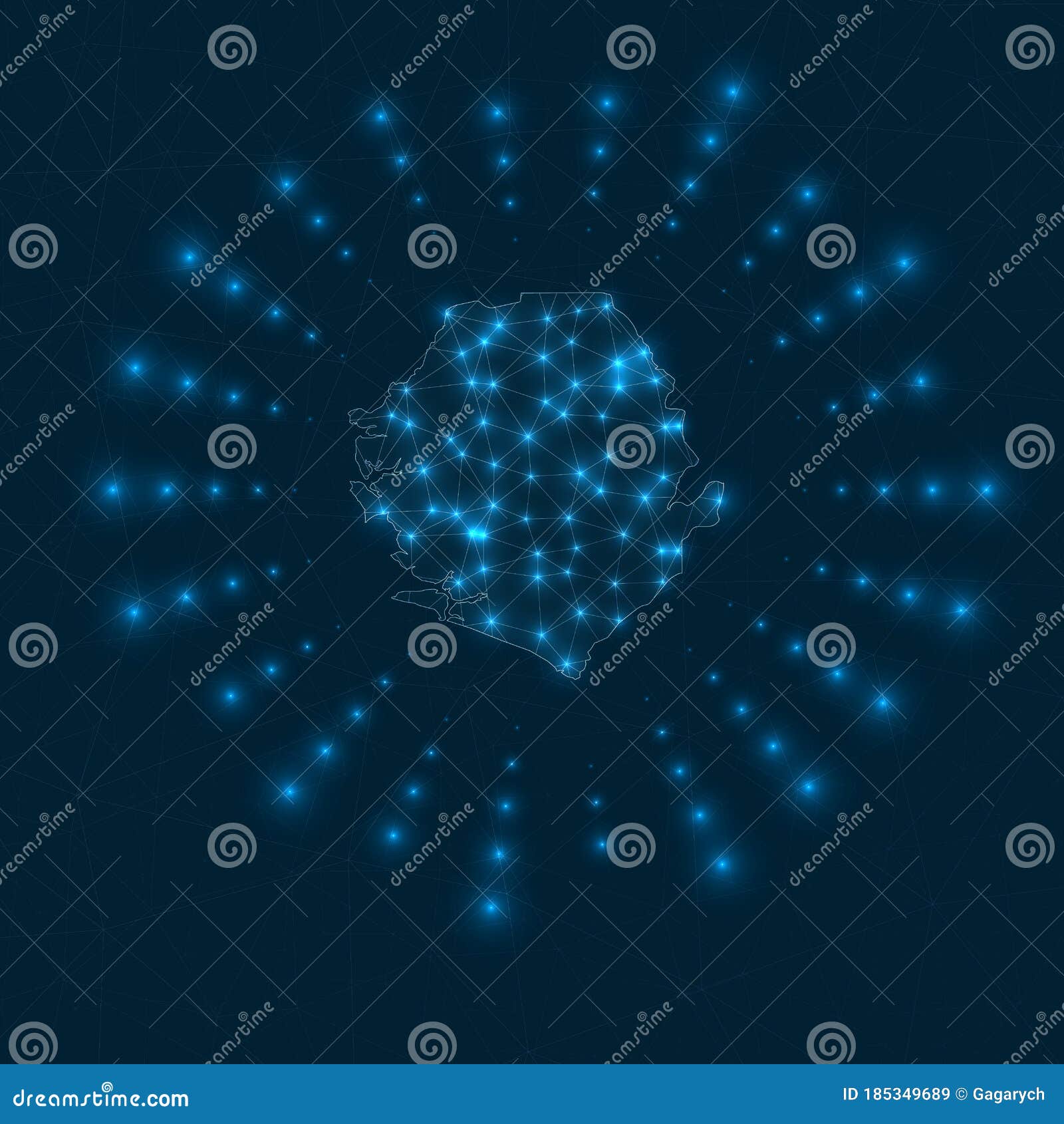 Sierra Leone digital map. stock vector. Illustration of blue - 185349689