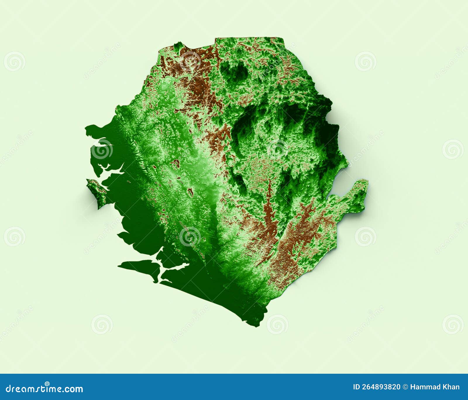 Sierra Leone Topographic Map 3d Realistic Map Color 3d Illustration ...