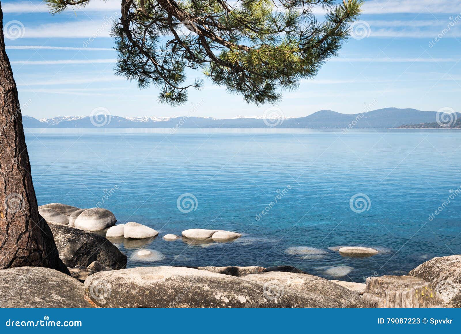 Sierra Nevada Around Lake Tahoe Framed with Tree Branches Stock Image ...