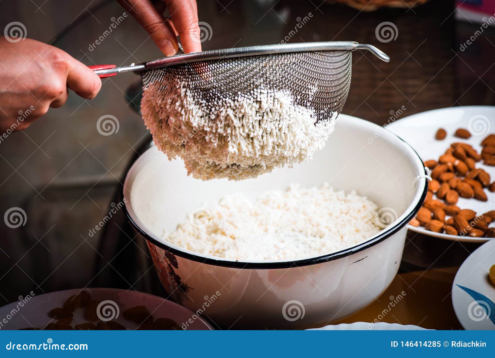Sieve with Cheese. Cooking Cheese Souffle. Close-up. Stock Image ...