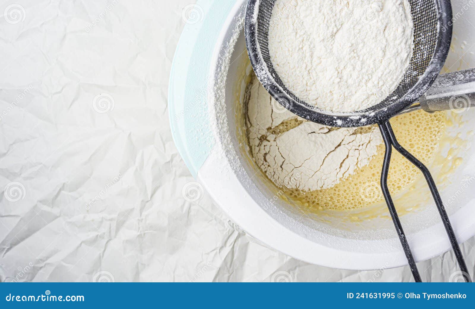 Sieve for Flour Dough on White Background, Top View Stock Image - Image ...