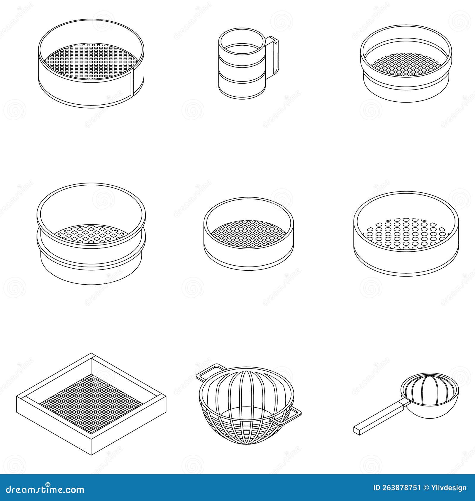 Sieve Thin Line Icon. Colander Vector Illustration Isolated On White ...