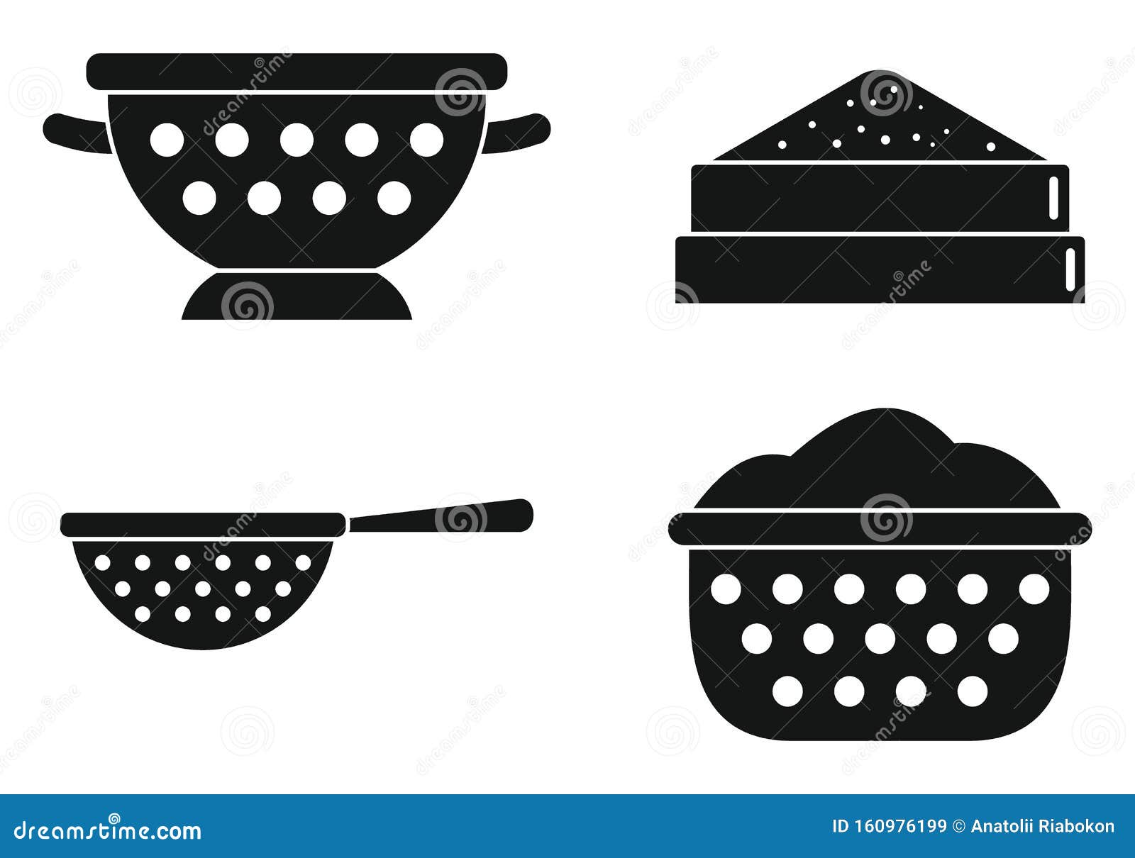 Sieve Icons Set, Simple Style Stock Vector - Illustration of black ...