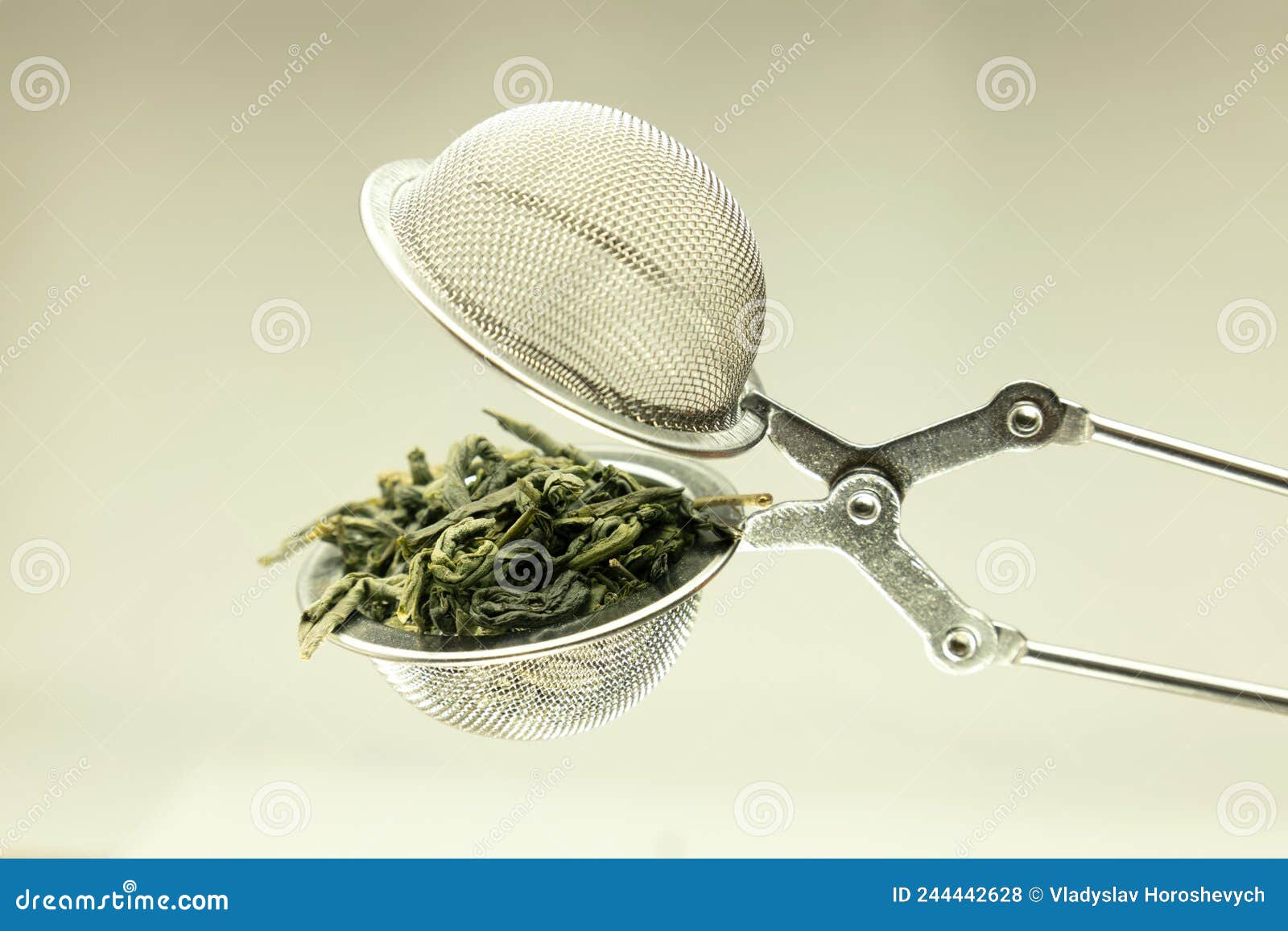 Sieve with Large Leaf Green Tea on a White Background Stock Photo ...