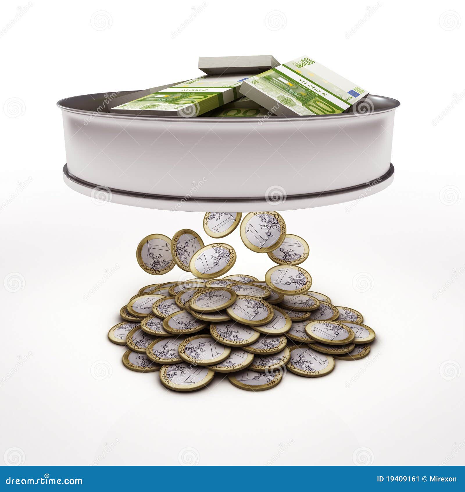 Sieve Sieving Euro Money Coins Picture. Image: 19409161