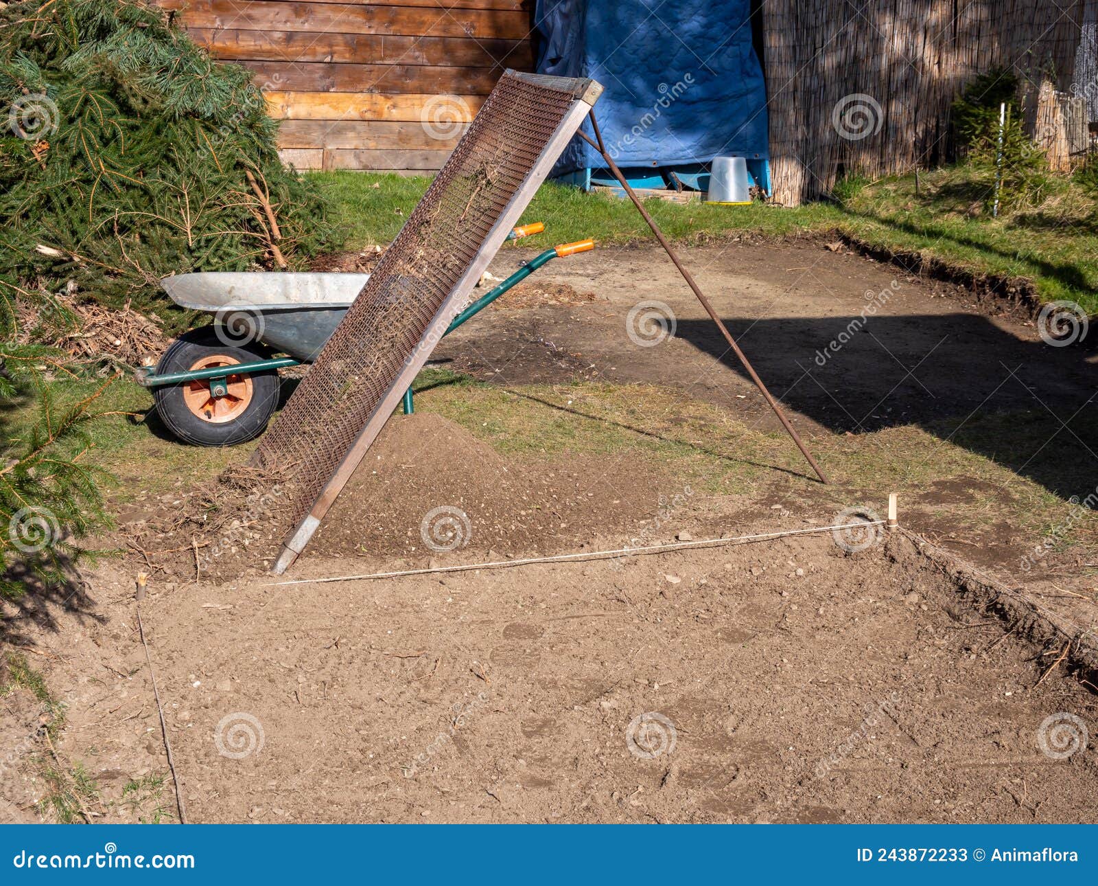 Sieve for Soil Gardening in Spring Stock Image - Image of green ...