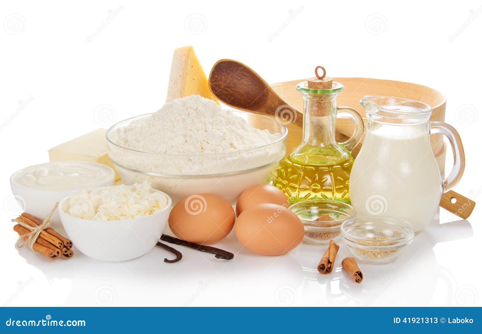 Sieve, Spoon and Set of Ingredients for Baking Stock Image - Image of ...