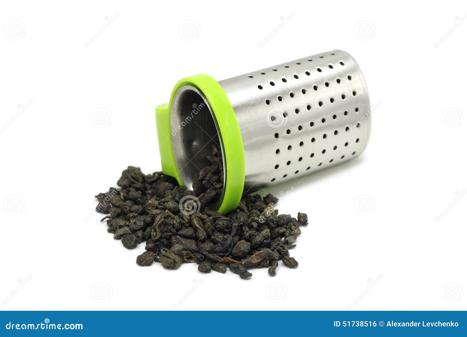 Sieve for Tea Leaves of Green Tea Stock Photo - Image of green, steel ...