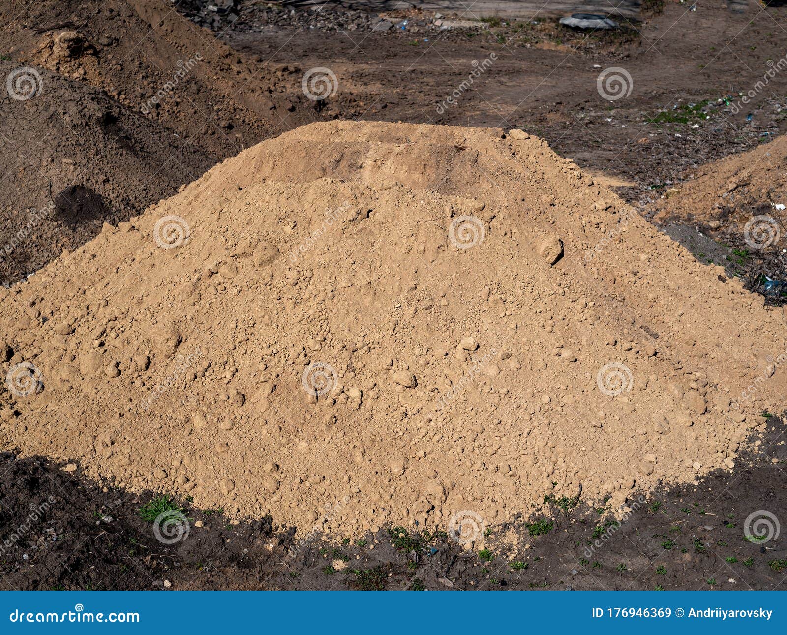 A Sifting Of Earth Through Sieve. Iron Shovel, Iron Barrel, Small Iron ...
