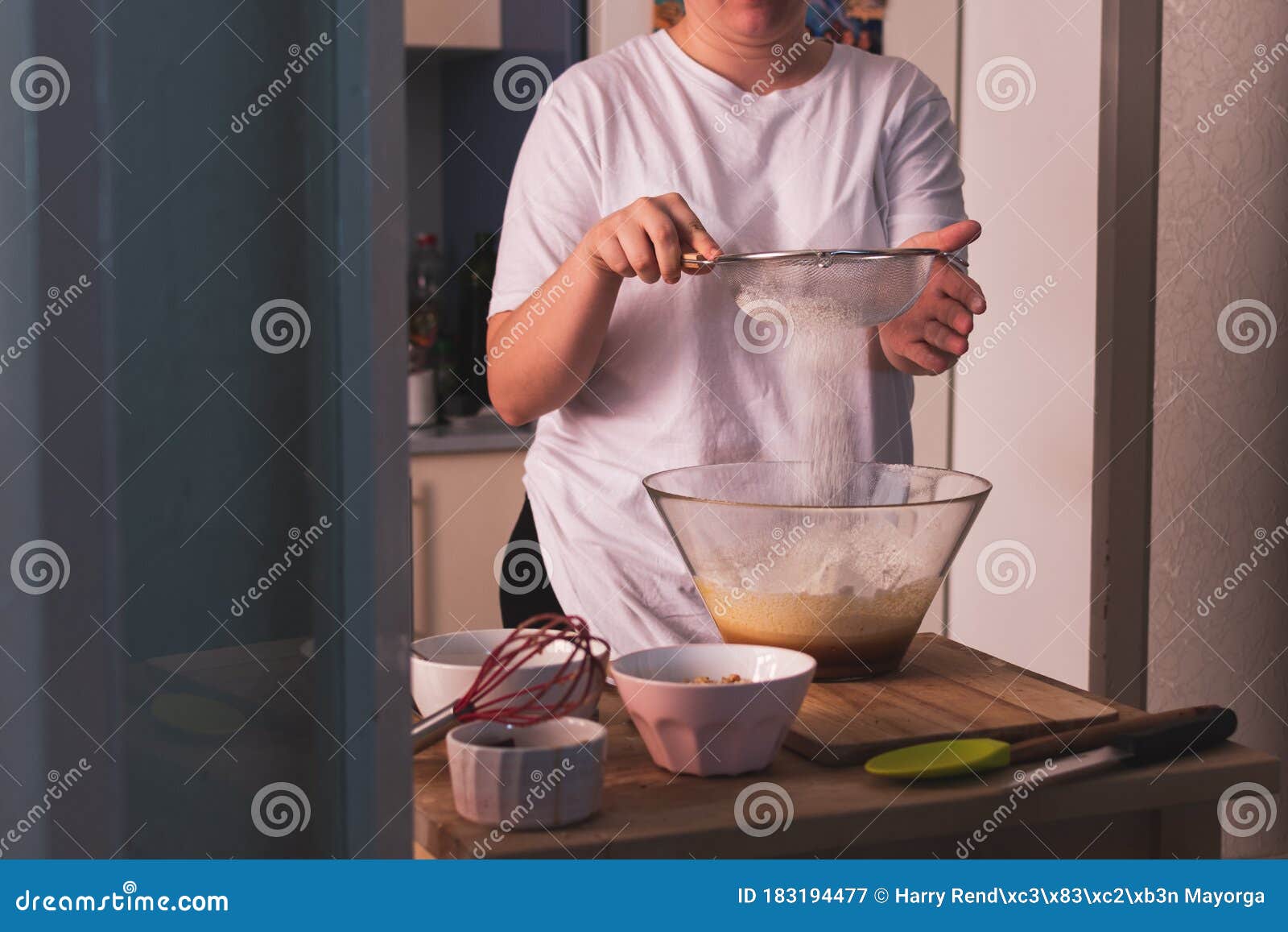 Sifting flour stock image. Image of blur, flour, chocolate - 183194477