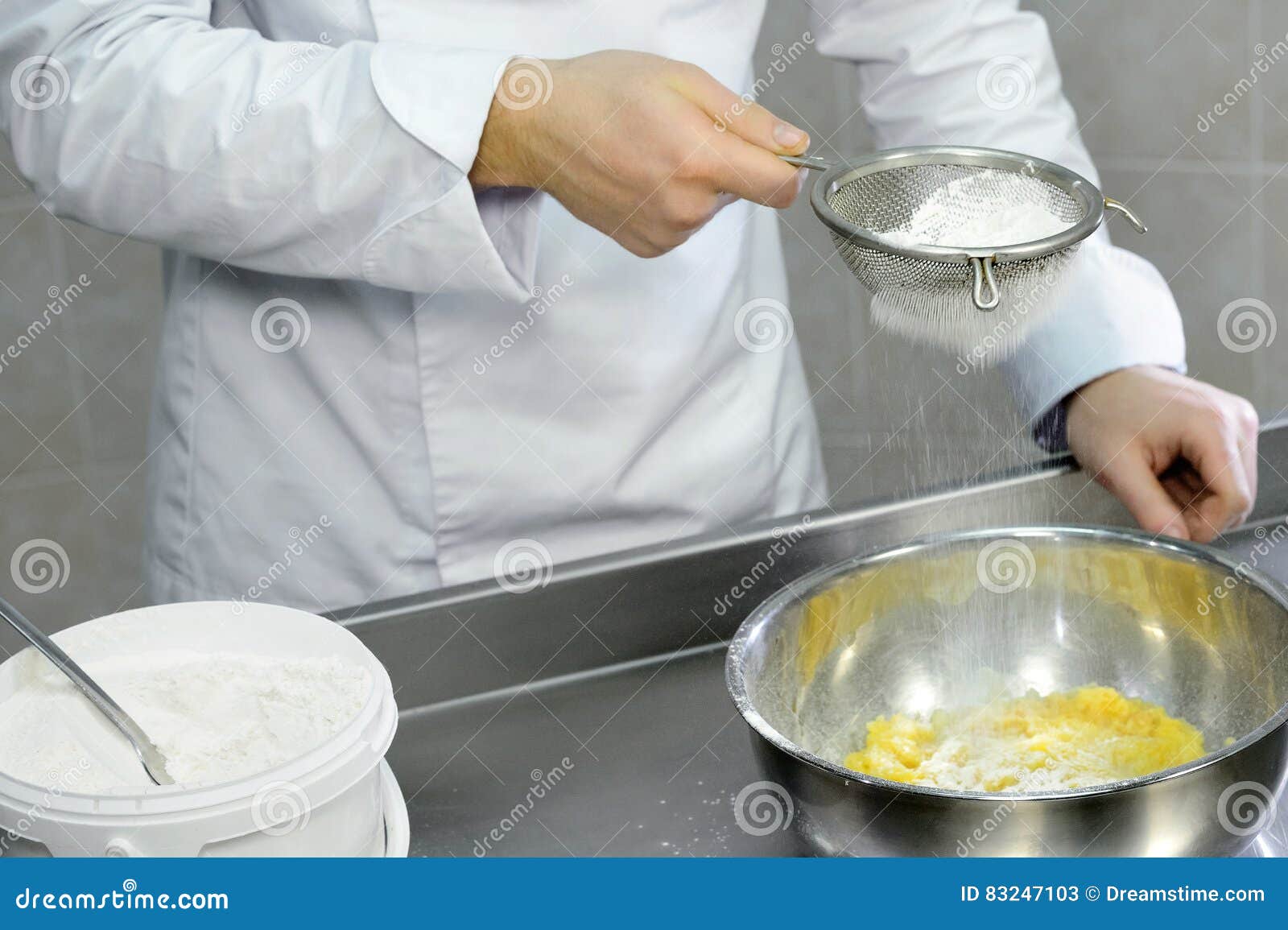 Sifting the Flour through a Sieve Stock Image - Image of home, cooking ...