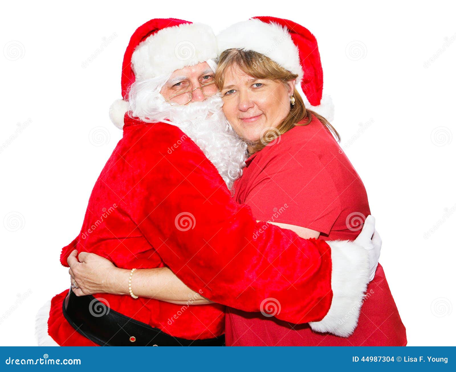 Sig.ra Claus Hugs Santa fotografia stock. Immagine di isolato - 44987304