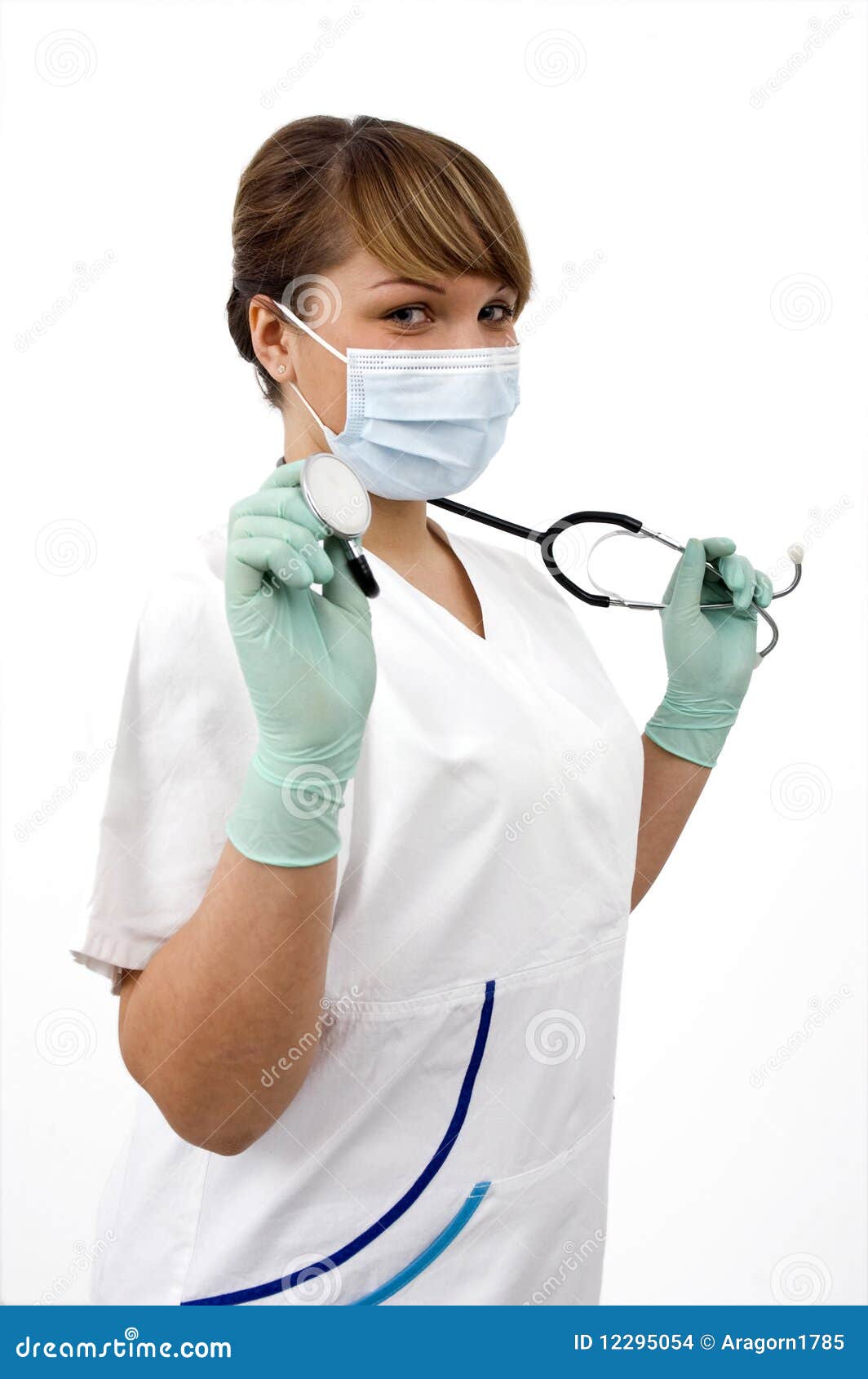 Sig.ra medico fotografia stock. Immagine di bianco, guanti - 12295054