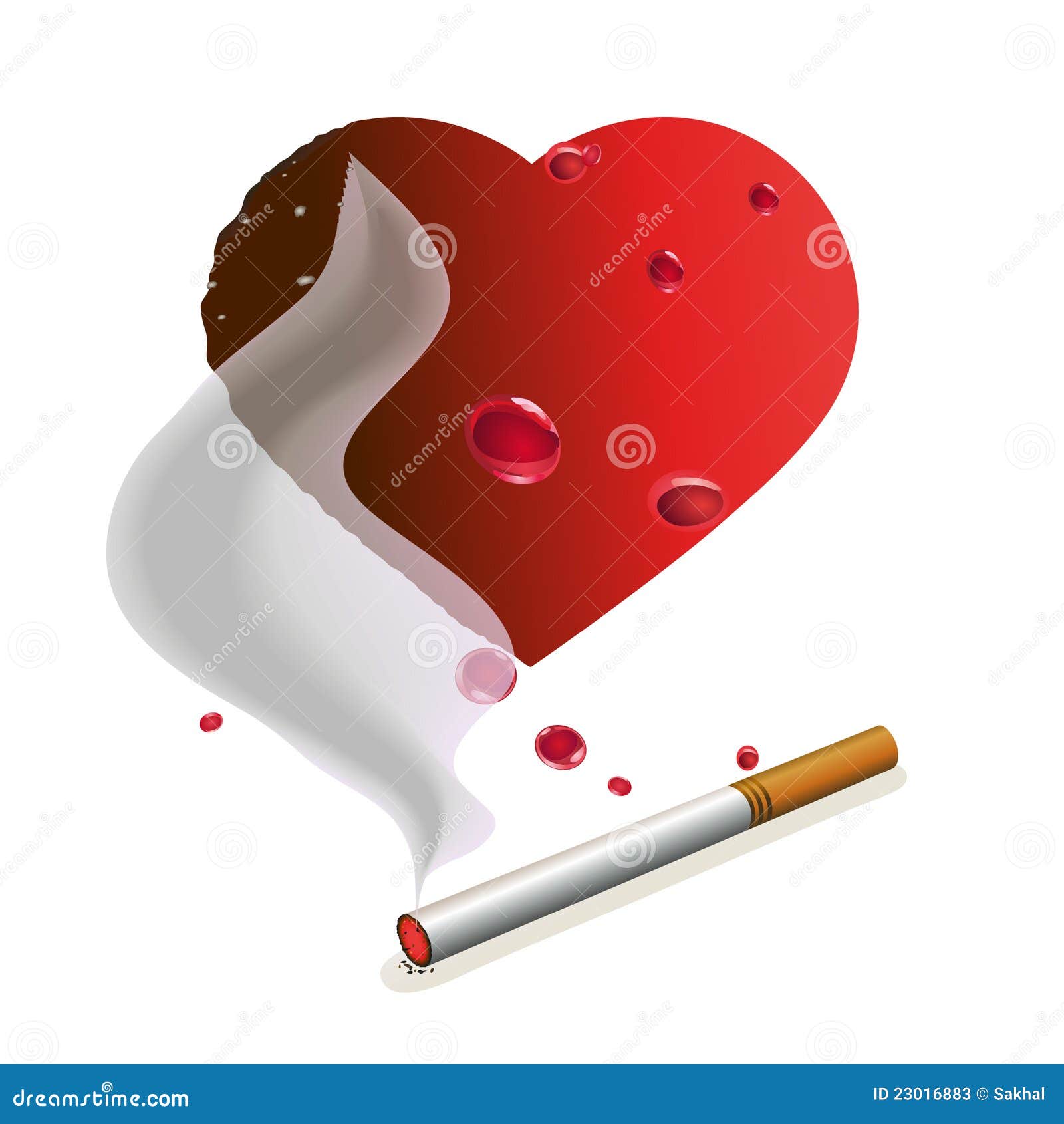 Sigaret met rook en hart stock illustratie. Illustration of damp - 23016883