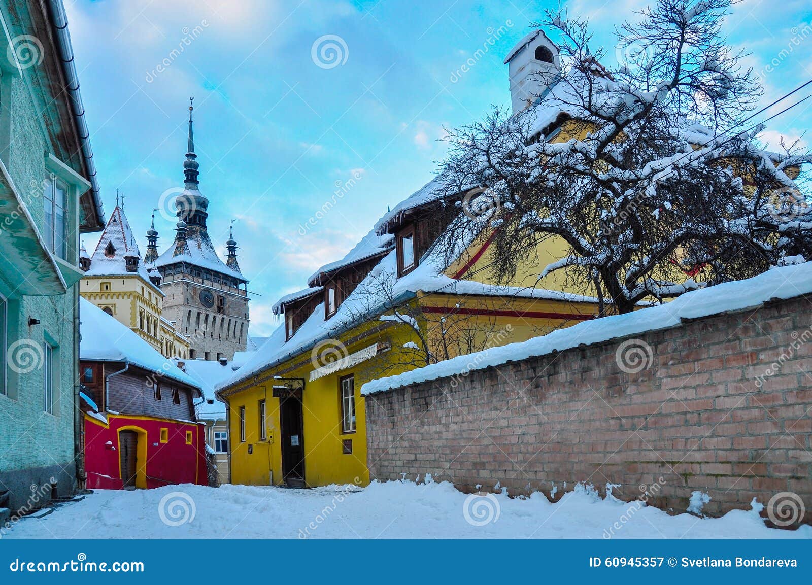 Sighisoara in winter stock image. Image of landmark, europe - 60945357