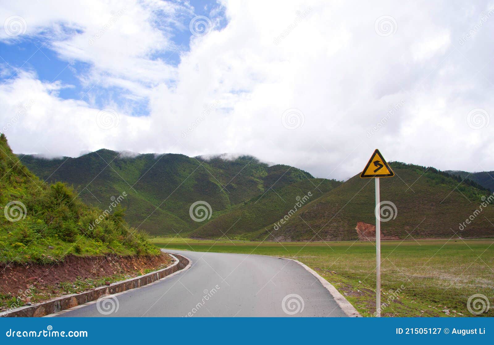 Sighn Indicating a Right Turn of a Road Stock Image - Image of concept ...
