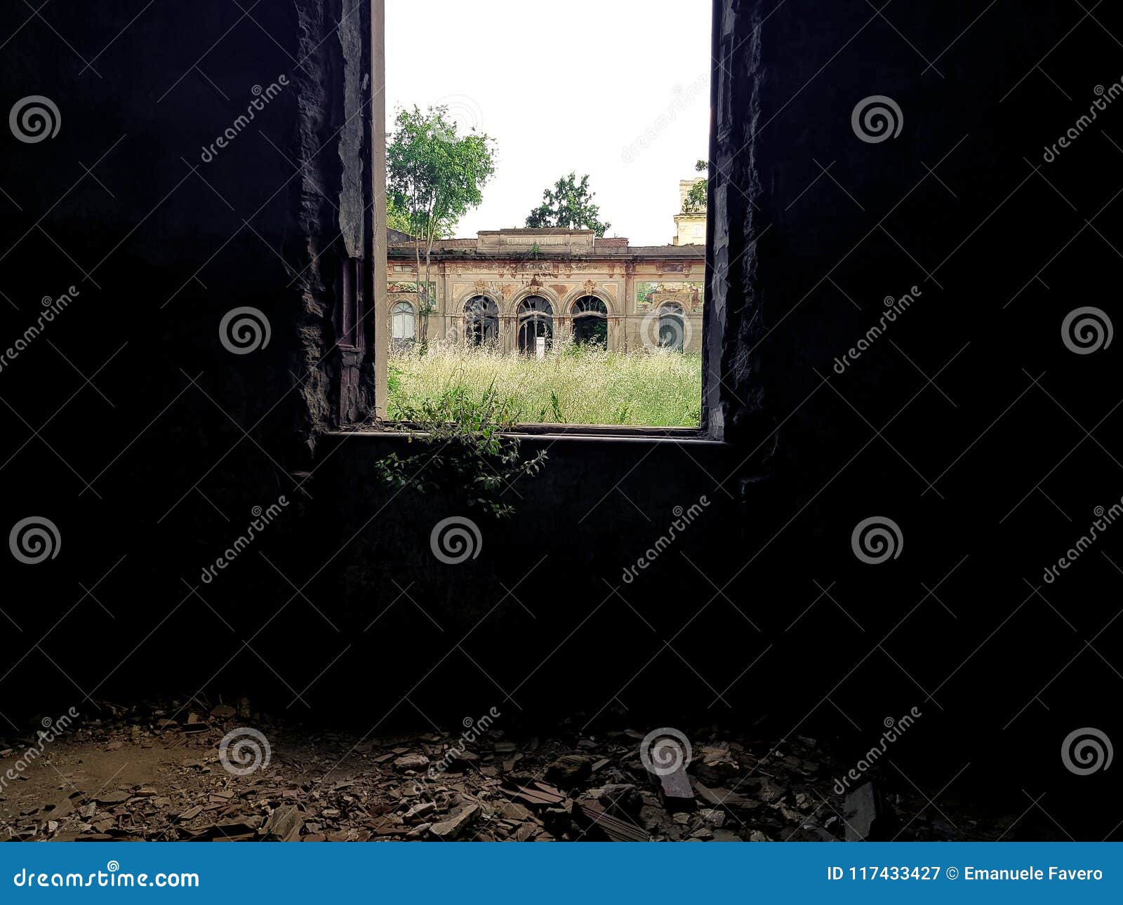 Abandoned Building through Dark Window Stock Image - Image of abandoned ...