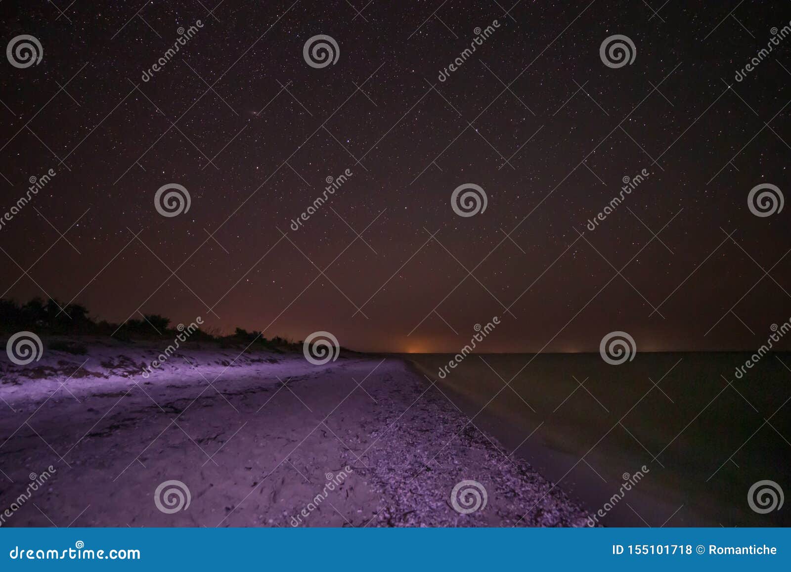 Sight of Sandy Beach at Night Stock Photo - Image of space, view: 155101718