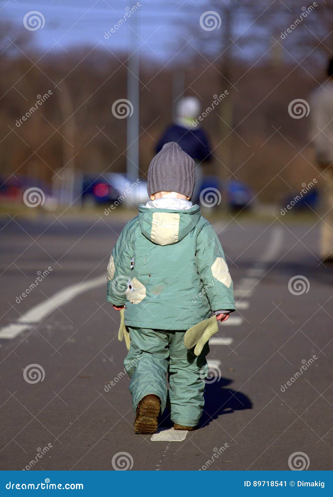The Sight of a Strolling Boy from the Back Stock Image - Image of road ...