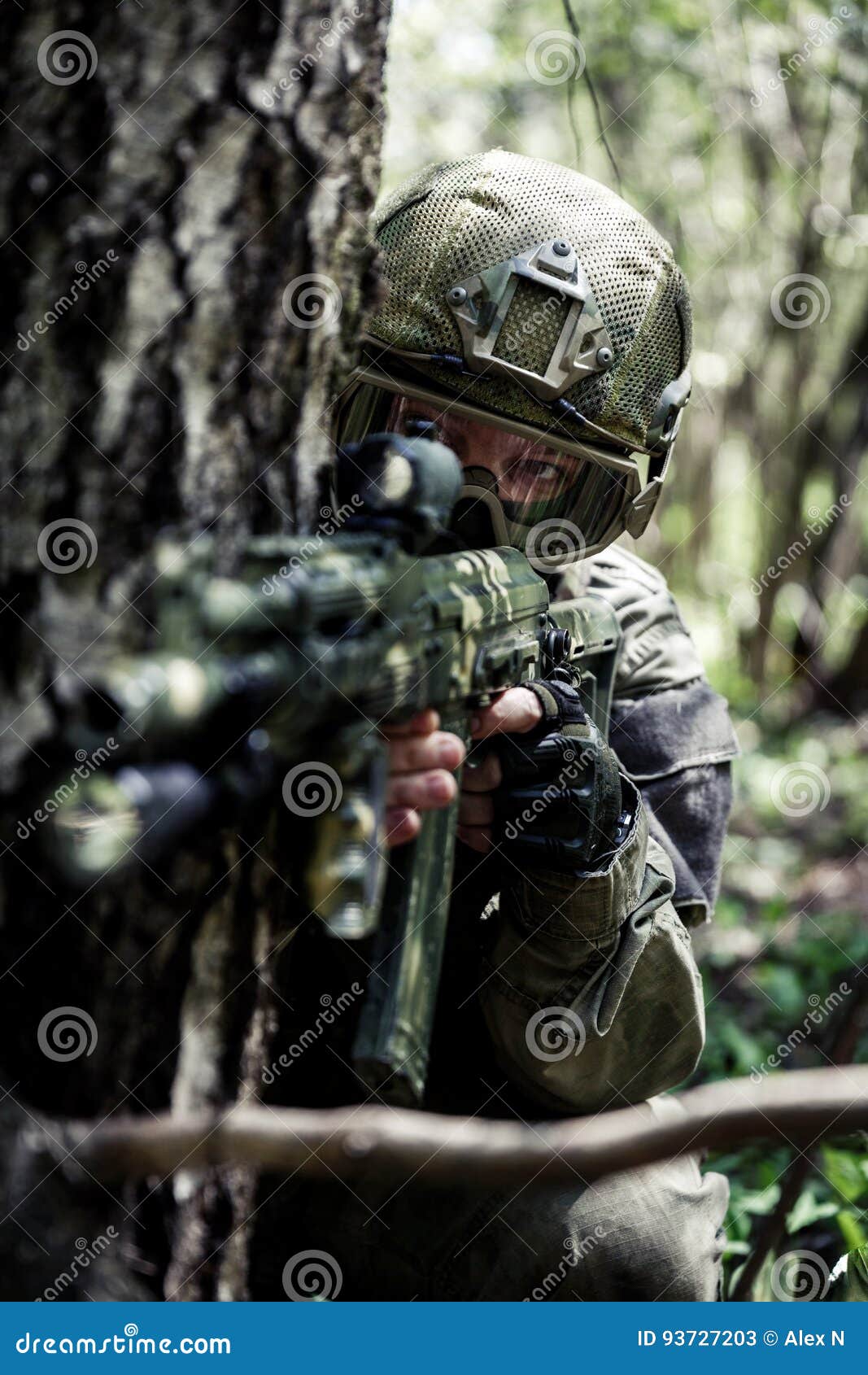 Sighted Soldier with Submachine Gun Stock Image - Image of rifle ...