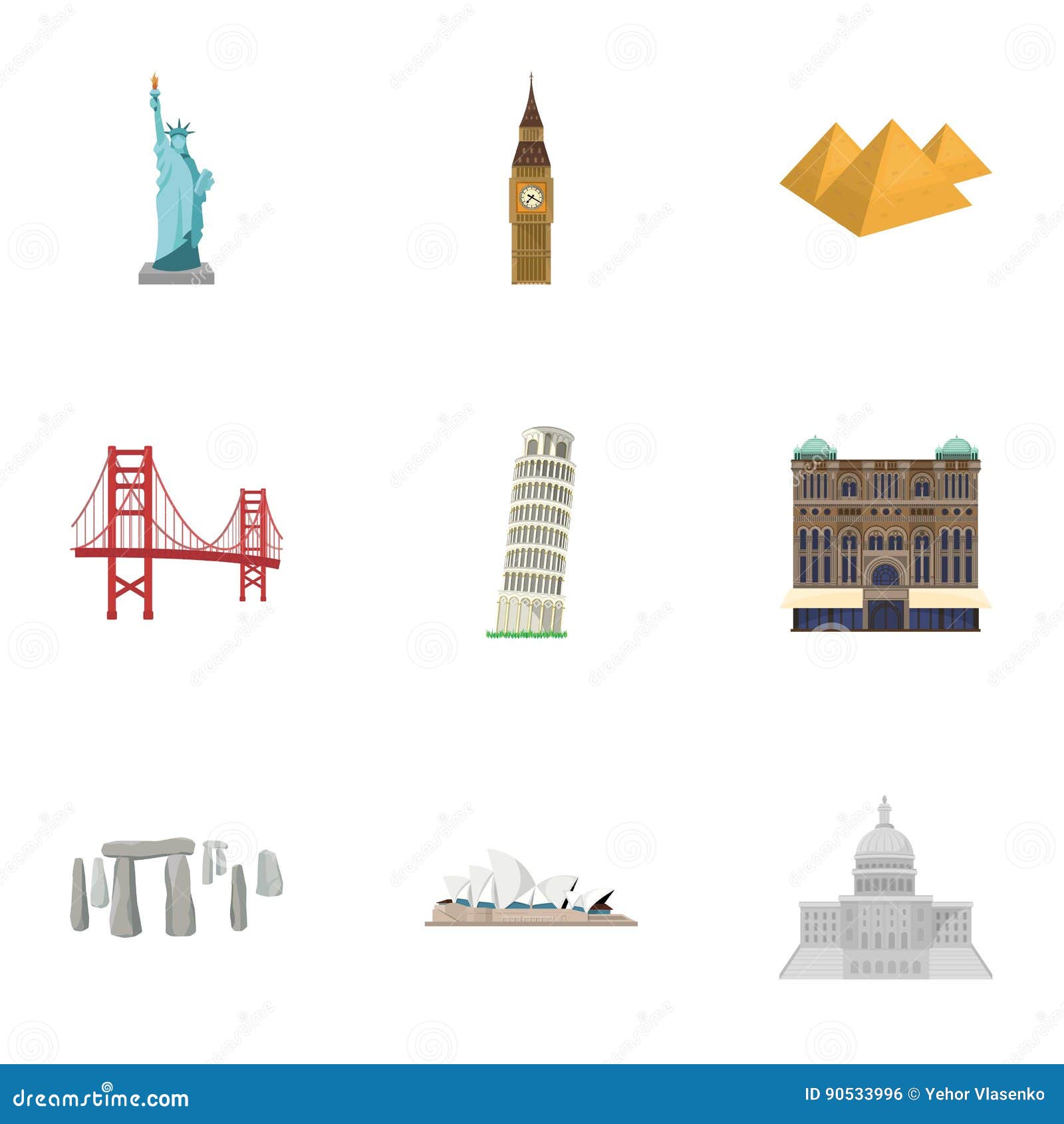 Sights Of The Countries Of The World. Famous Buildings And Monuments Of ...