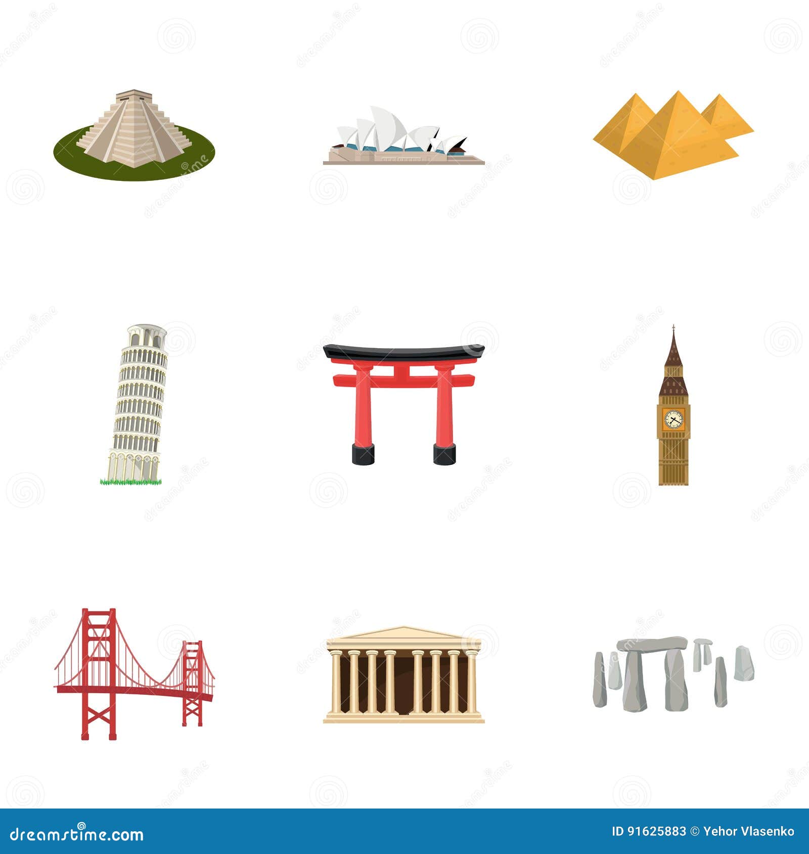 Countries Of The World Silhouette. Architecture, Monument Or Landmark ...