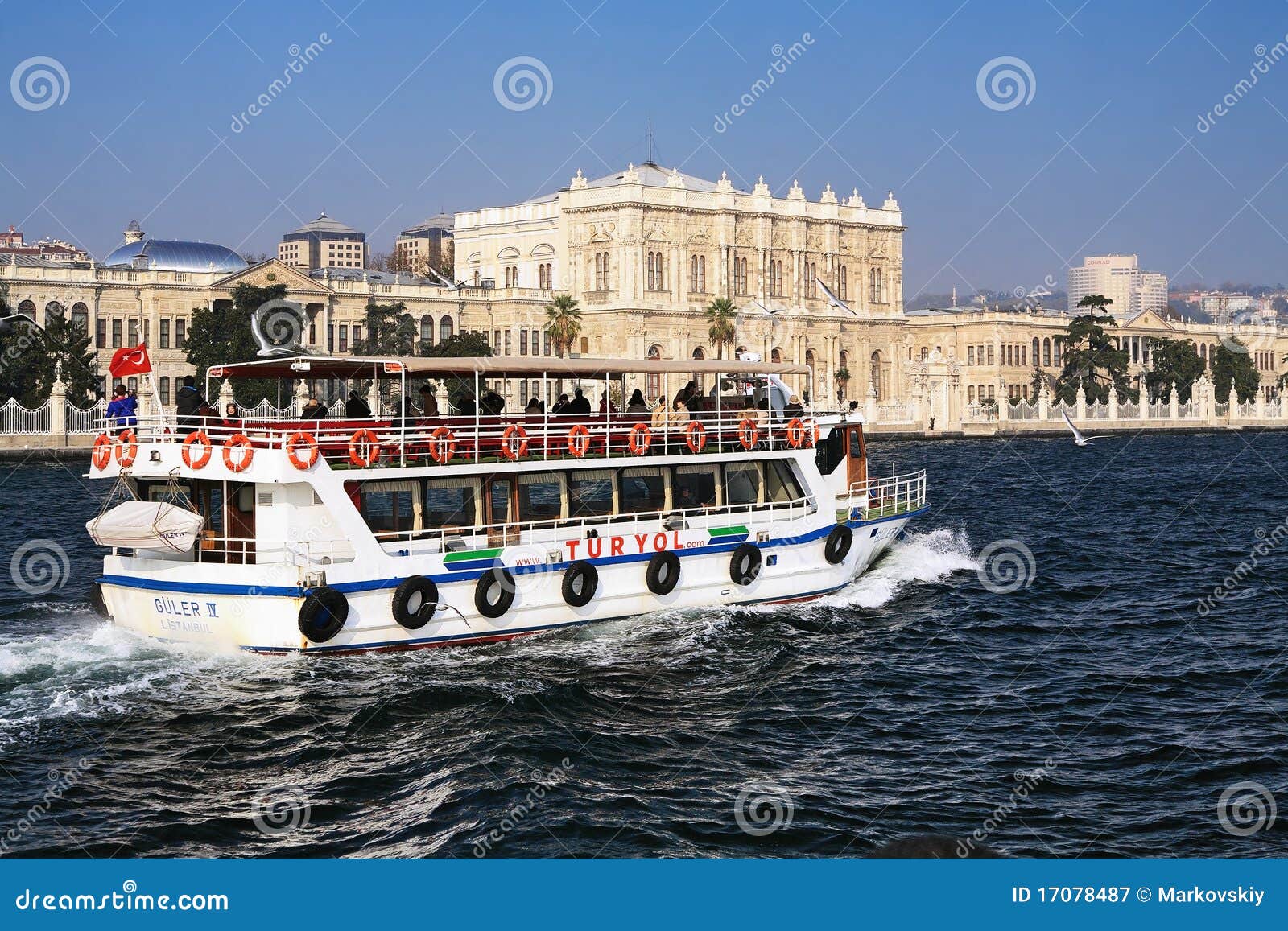 Sightseeing Boat Near the Dolmabahce Palace Editorial Photography ...