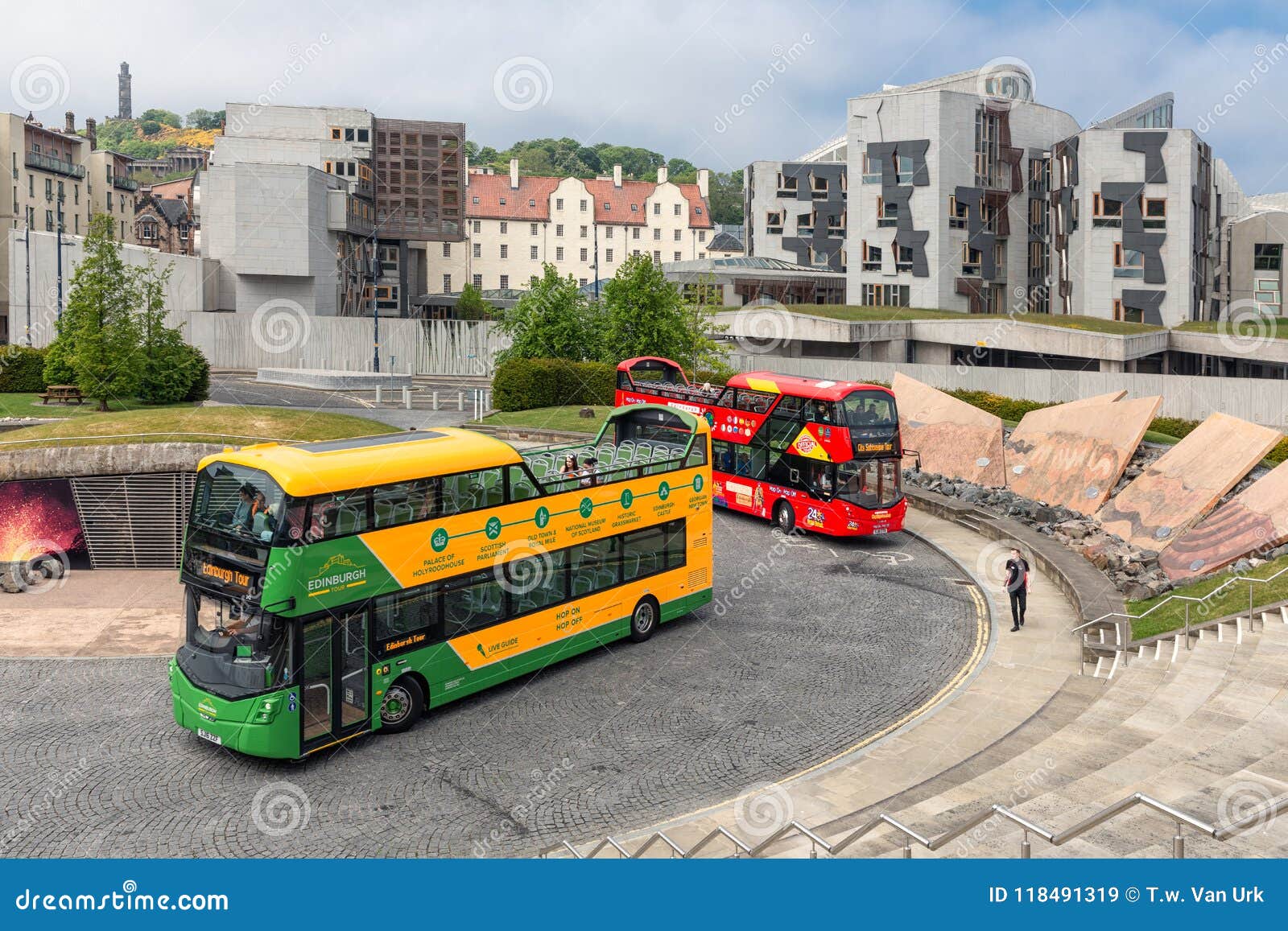 Sightseeing Buses in Front of Science Museum Dynamic Earth Edinburgh ...