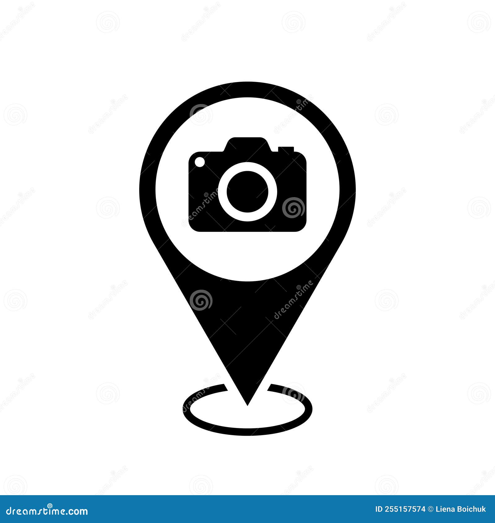 Sightseeing Hotspot Location Map Pointer, Photo Camera Icon with ...