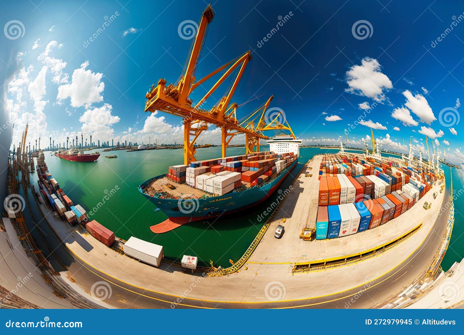 Sightseeing View of Sea Cargo Port with Berths for Ships Stock Image ...
