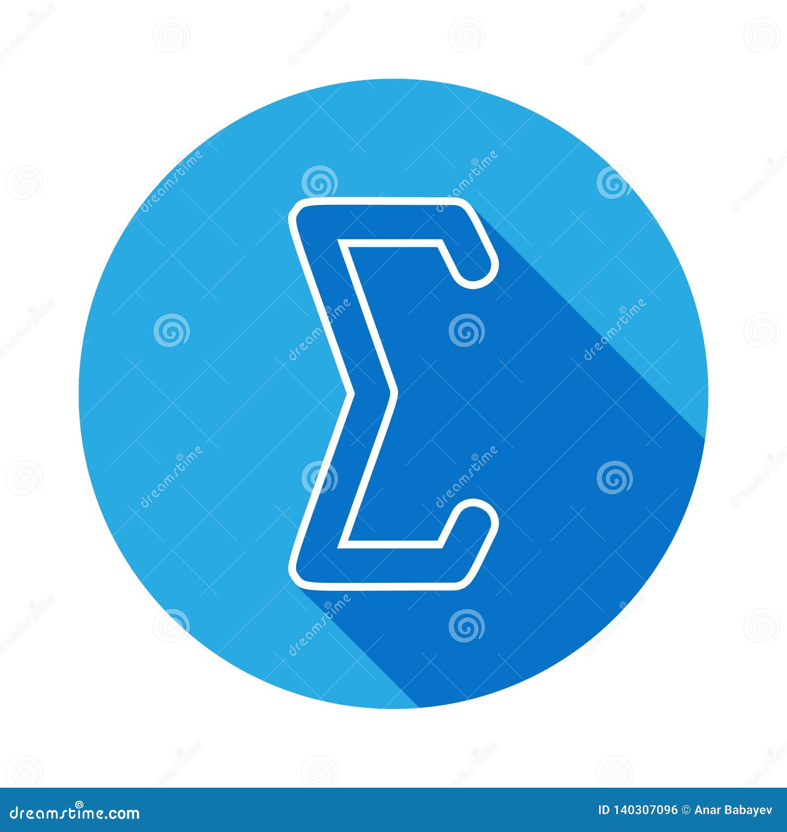 Sigma Sign Icon with Long Shadow. Thin Line Icon for Website Design and ...
