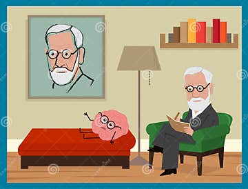 Sigmund Freud Cartoon ilustração do vetor. Ilustração de psicologia ...