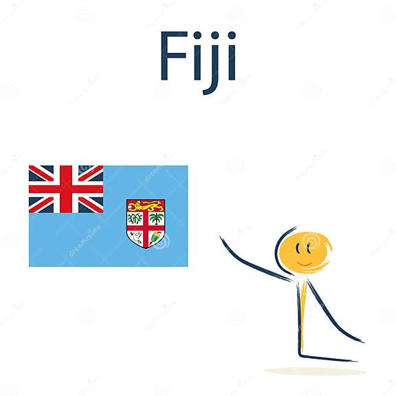 Character with the Flag of Fiji Stock Vector - Illustration of label ...