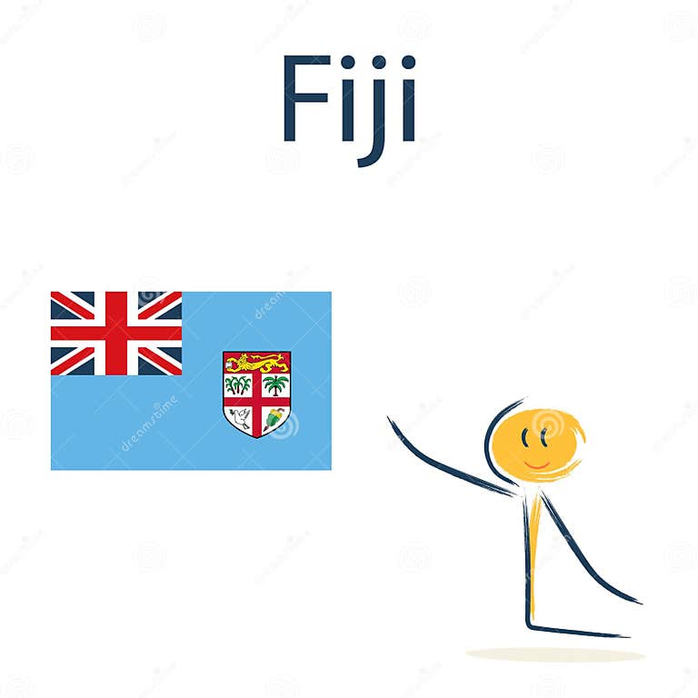 Character with the Flag of Fiji Stock Vector - Illustration of label ...