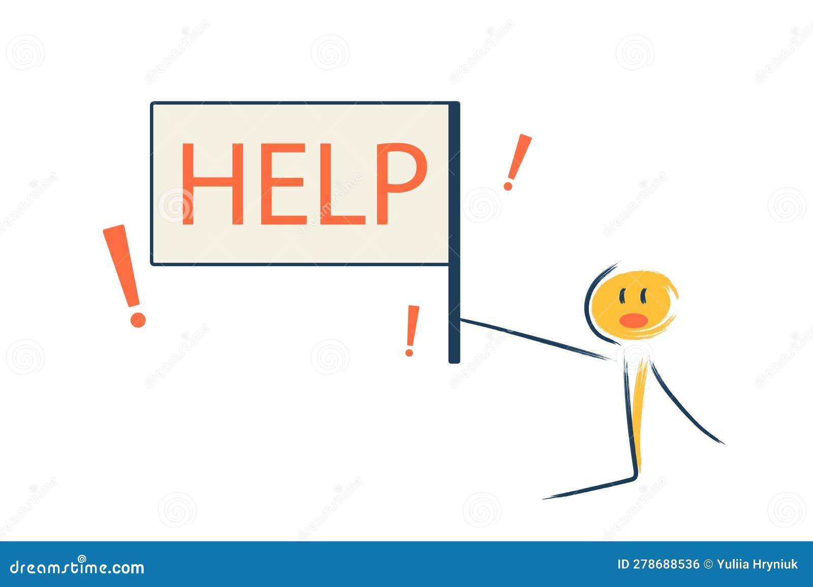 The Character Asks for Help Stock Vector - Illustration of poster ...