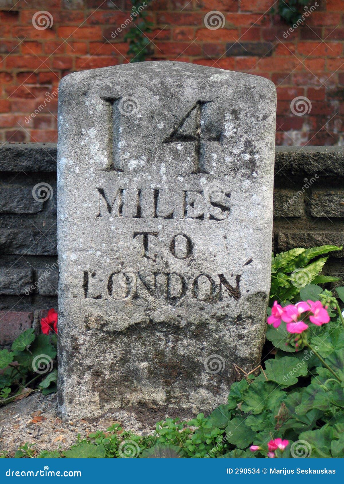 Sign stock photo. Image of london, distance, sign, brick - 290534
