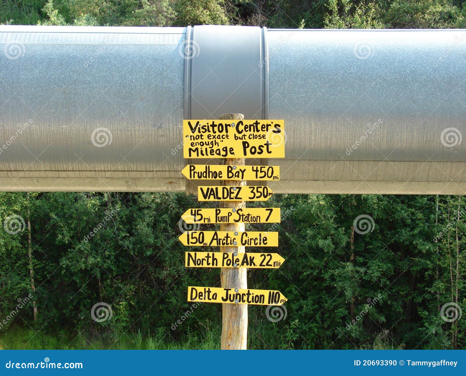 Sign at Alaska pipeline stock photo. Image of arrows - 20693390